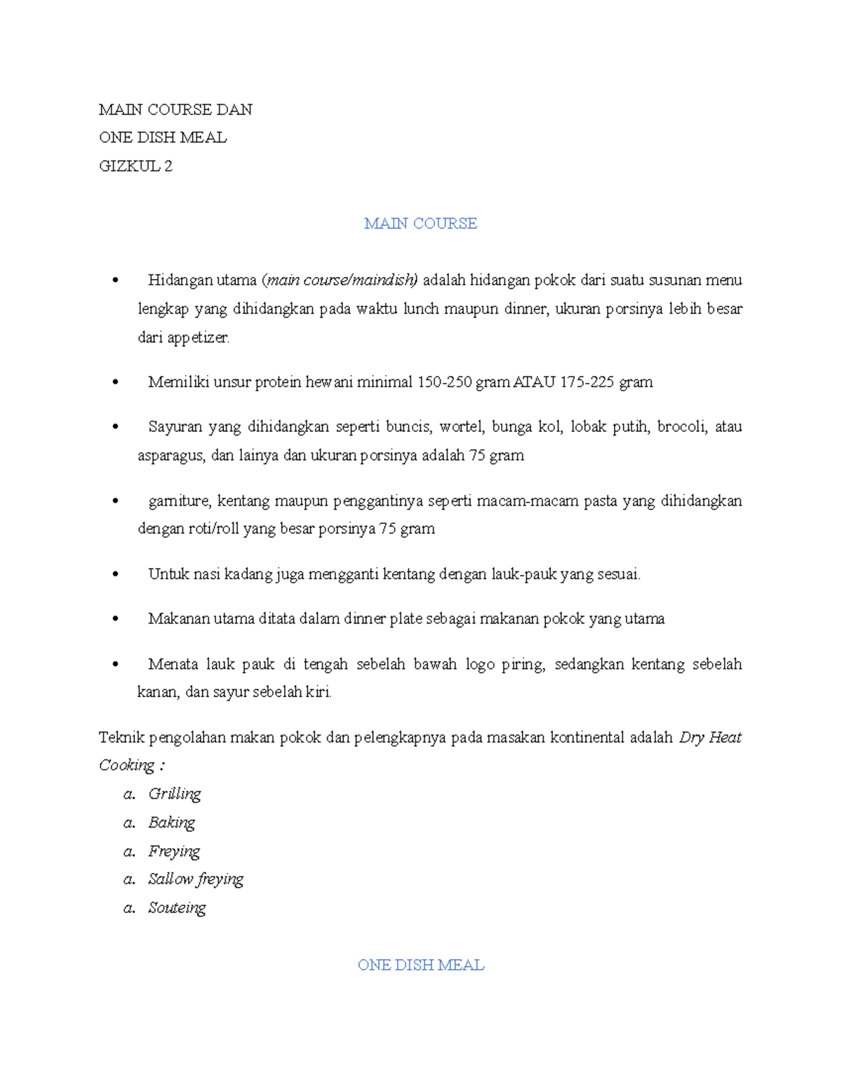 MAIN Course DAN ONE DISH MEAL - MAIN COURSE DAN ONE DISH MEAL GIZKUL 2 ...