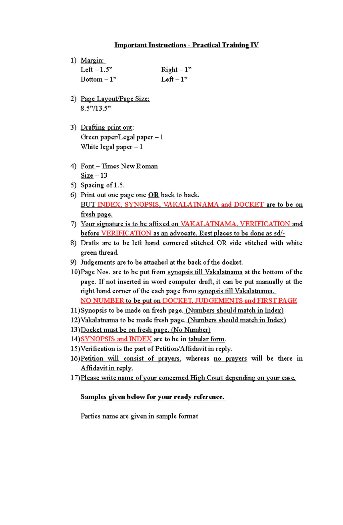 Format Practical Training - IV (1)[90713 ] - Important Instructions ...