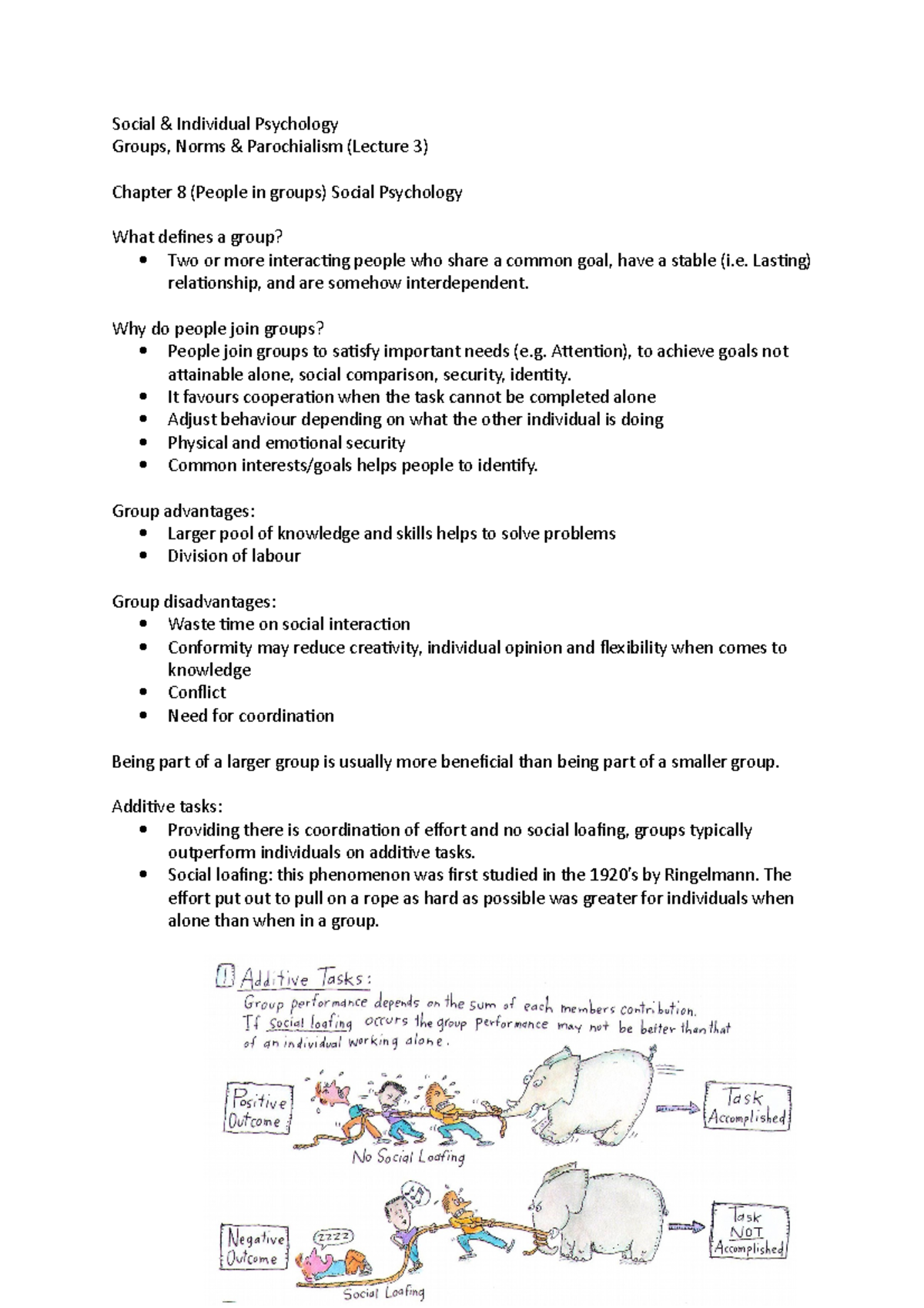 Social & Individual Psychology. Lecture 3 (Groups, Norms & Parochialism ...