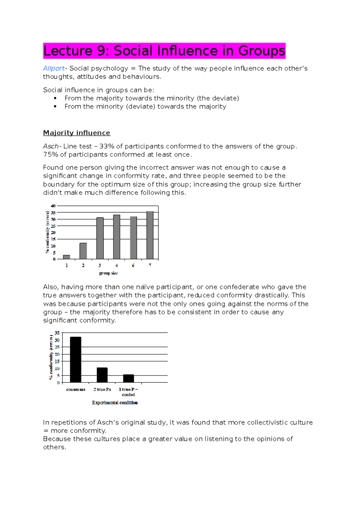 Lecture 9- Social Influence in Groups - Lecture 9: Social Influence in ...