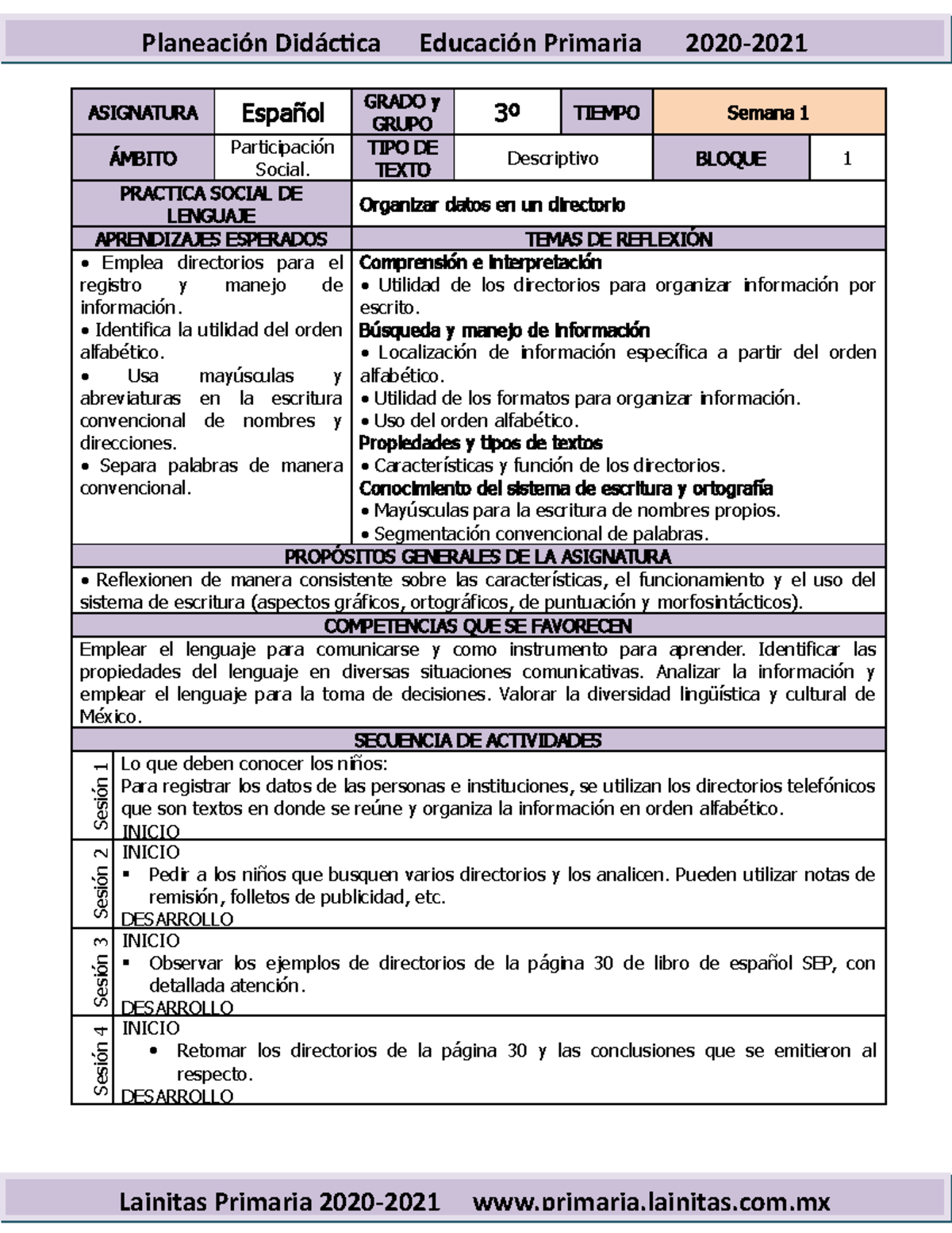 Octubre - 3er Grado Español (2020-2021) - ASIGNATUR A Español GRADO y ...