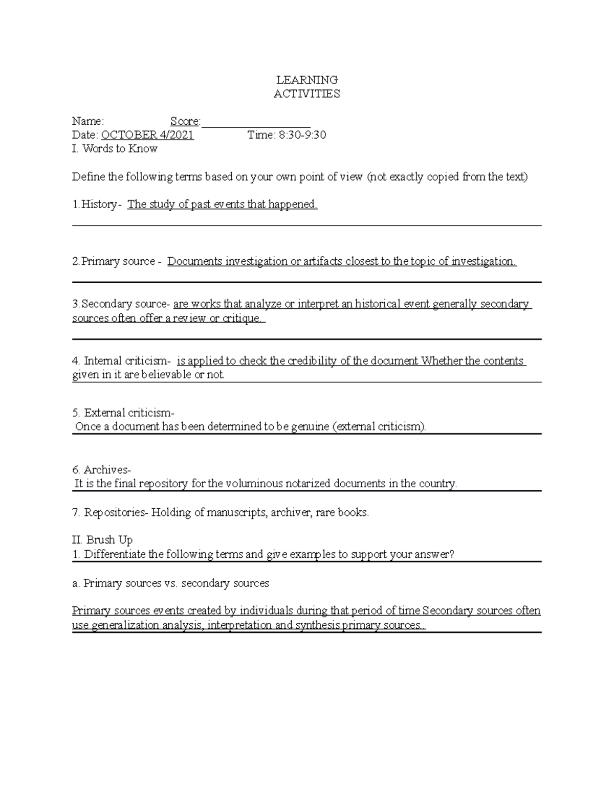 Chapter 1 RPH - Reading in Philippine History - LEARNING ACTIVITIES ...