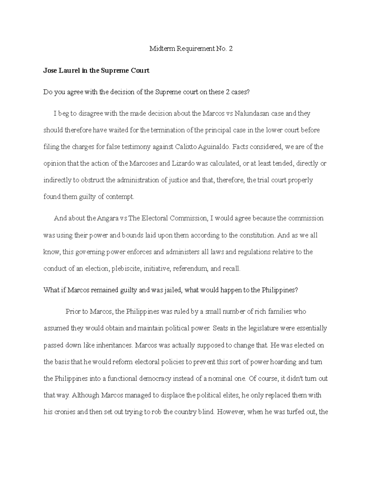 Angara vs The Electoral Commission - AB Foreign Service - Studocu