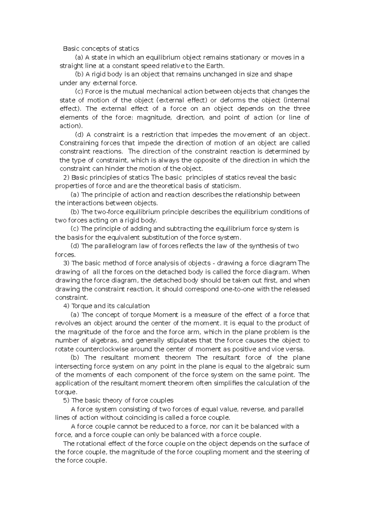 Basic concepts of statics ART101 - Basic concepts of statics (a) A ...