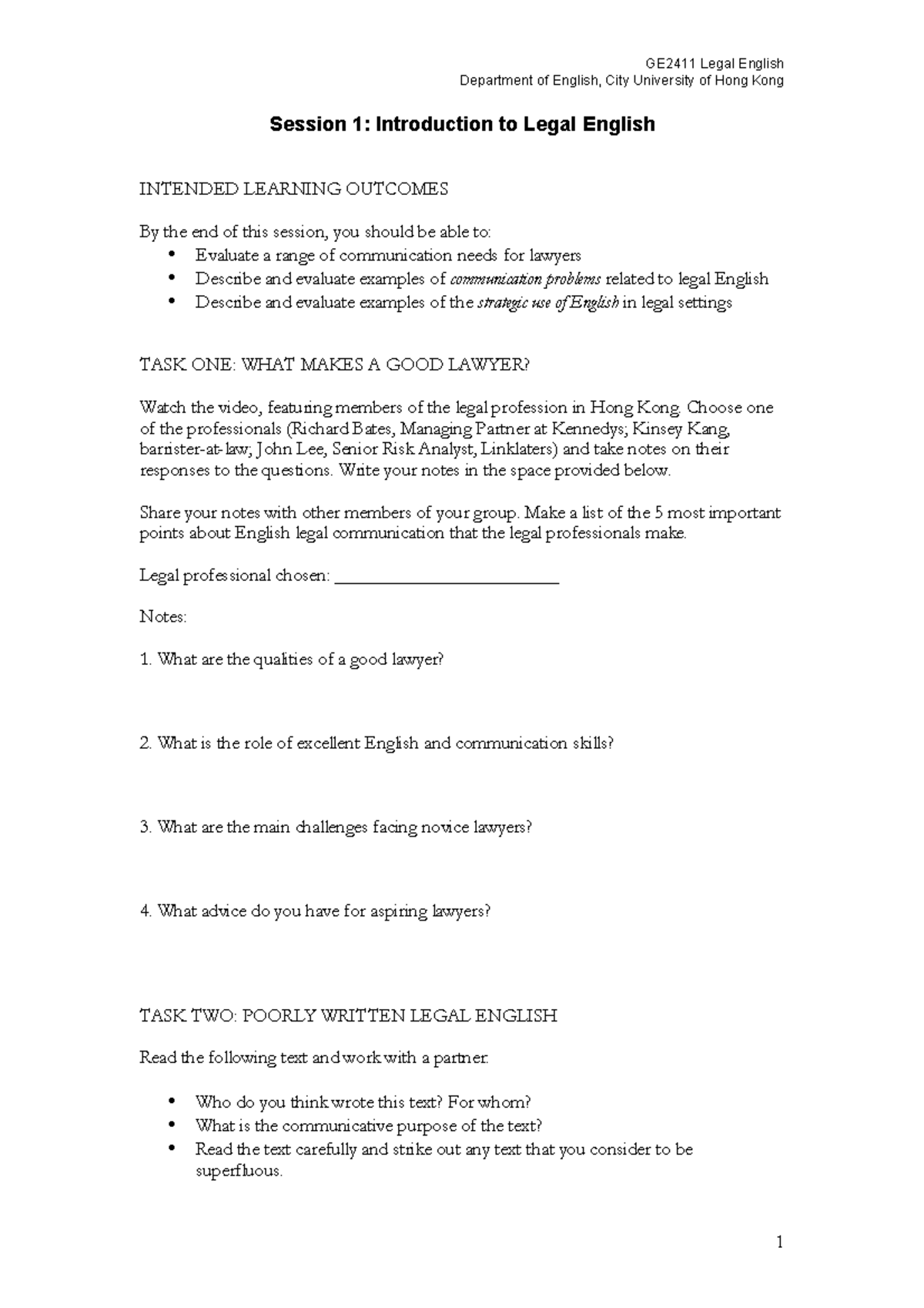 Session 1 Introduction Handout-2 - Department of English, City ...
