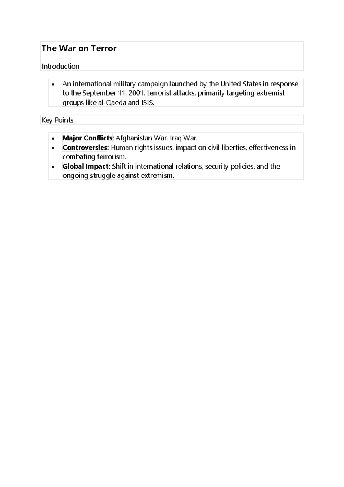 The War on Terror - The War on Terror Introduction - An international ...