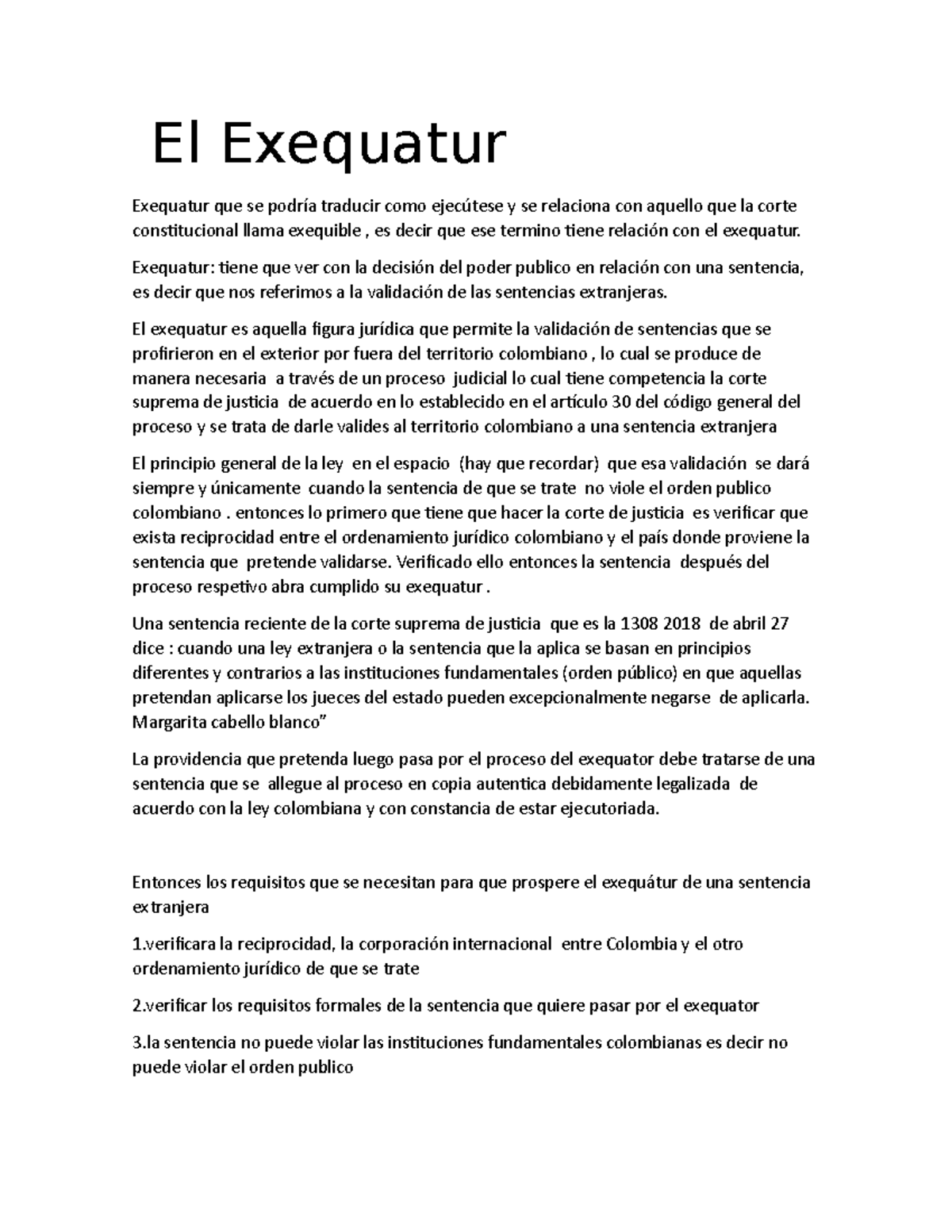 execuator, doctrina y jurispurdencia - El Exequatur Exequatur que se ...
