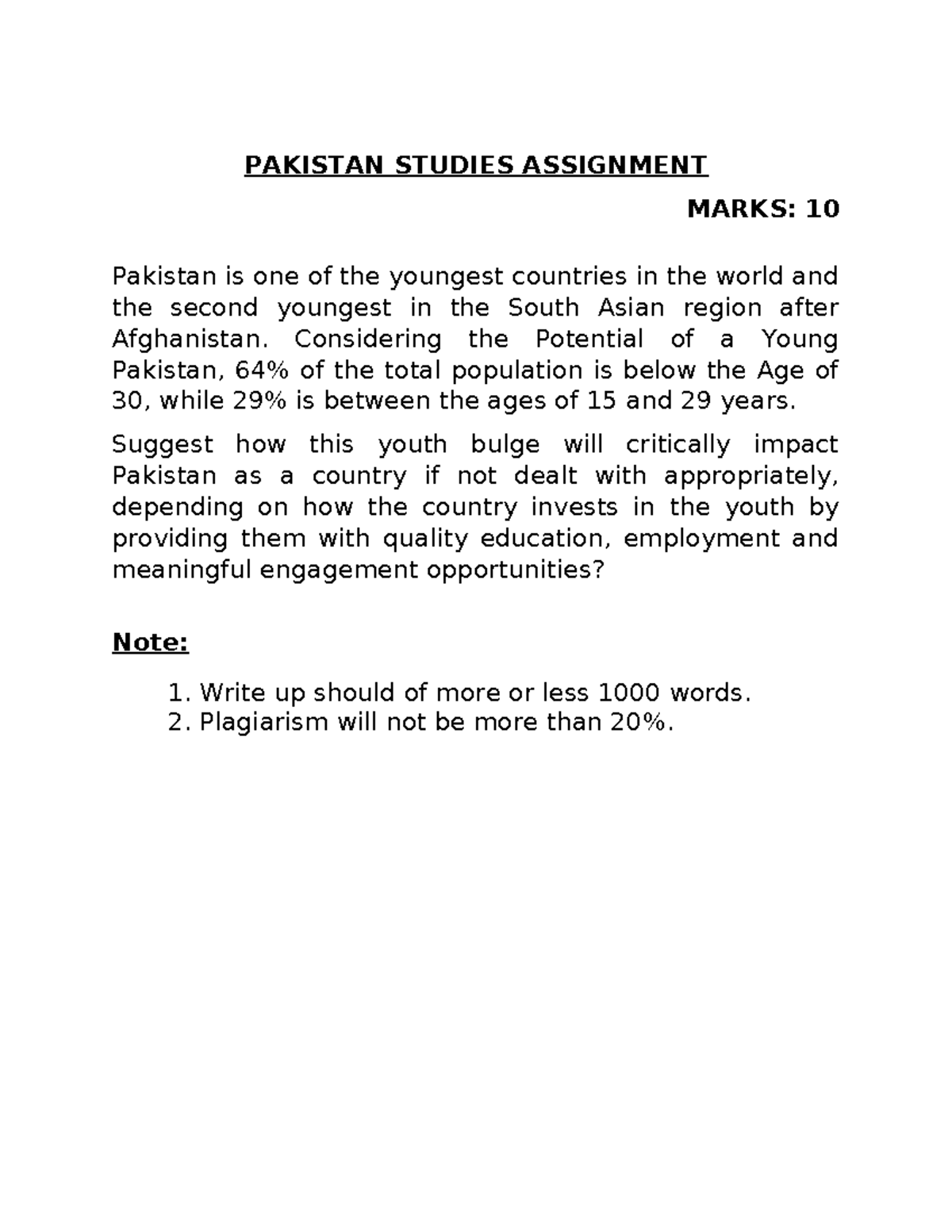 Pakistan Studies Assignment 08112023 064105 pm - PAKISTAN STUDIES ASSIGNMENT MARKS: 10 Pakistan ...