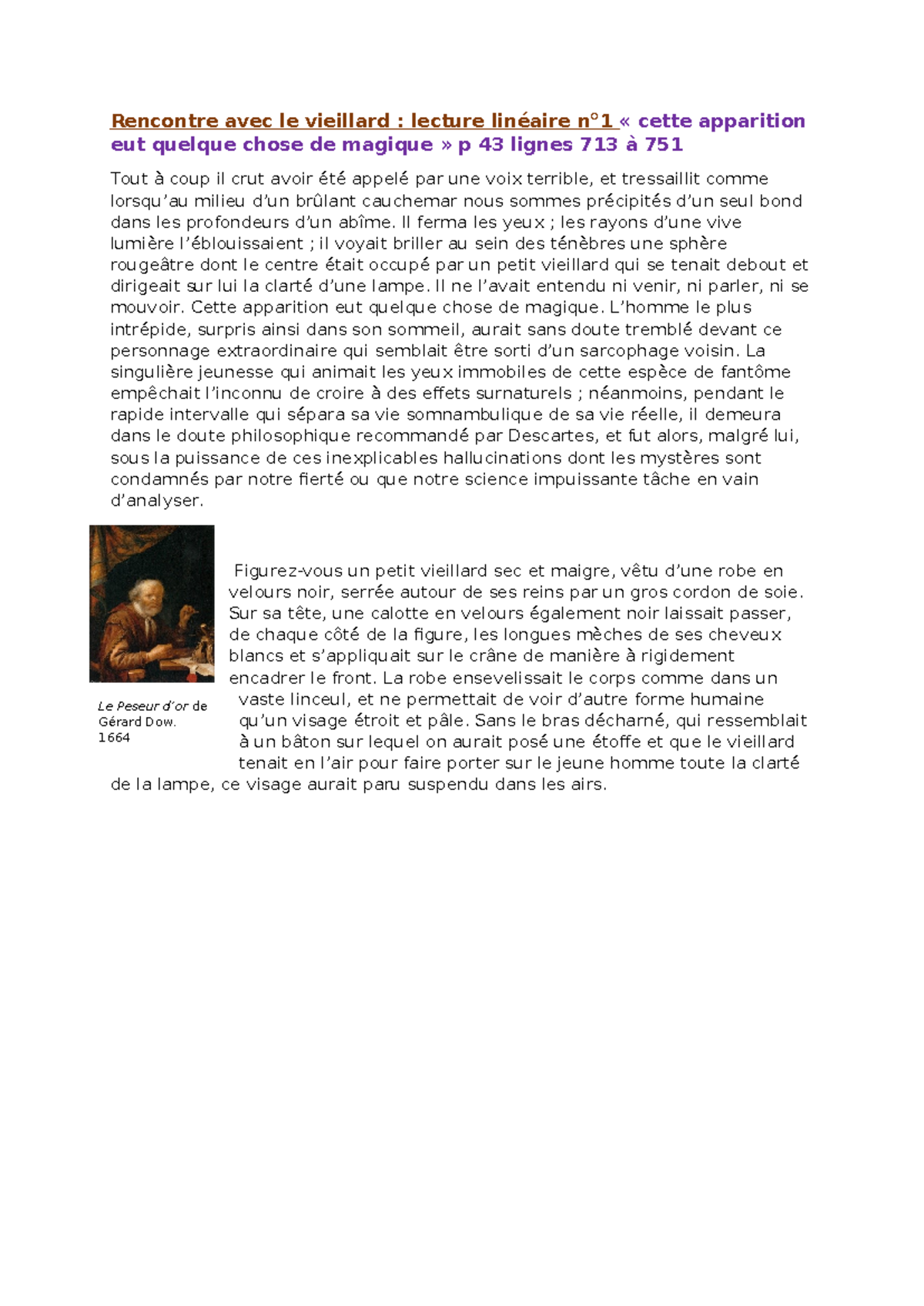 Lecture Lineaire 1 La rencontre avec le vieillard - Rencontre avec le ...