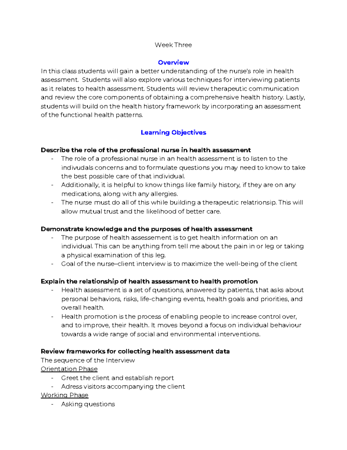 Copy of Week Three - Week 3 - Week Three Overview In this class students will gain a better ...