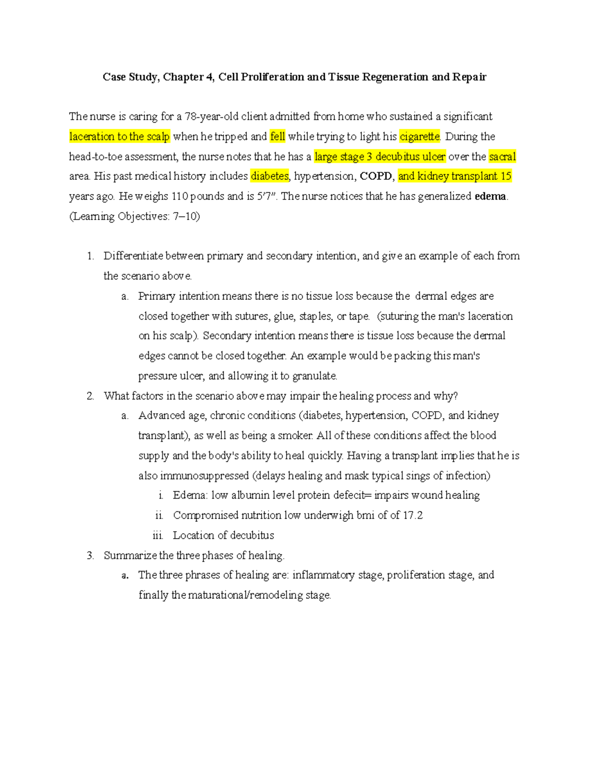 BIO 275 CH 4 CASE Study - Case Study, Chapter 4, Cell Proliferation and ...