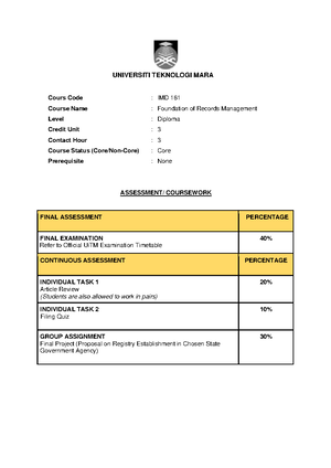 Report Template for group assignment-Assessment 2 IMD164 - FACULTY OF ...