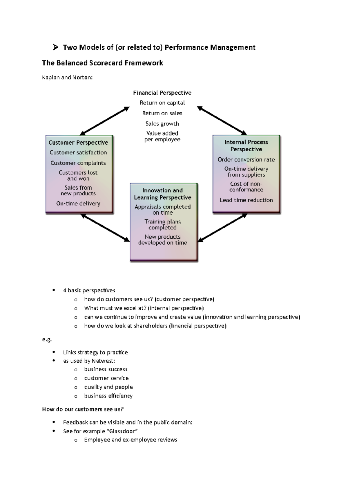 The Balanced Scorecard Framework - Two Models of (or related to ...