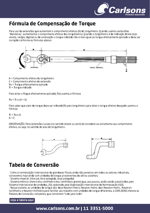 Formula PARA Torque - calculo - Categorias Downloads Loja Ciser Tabela de torque de parafusos ...