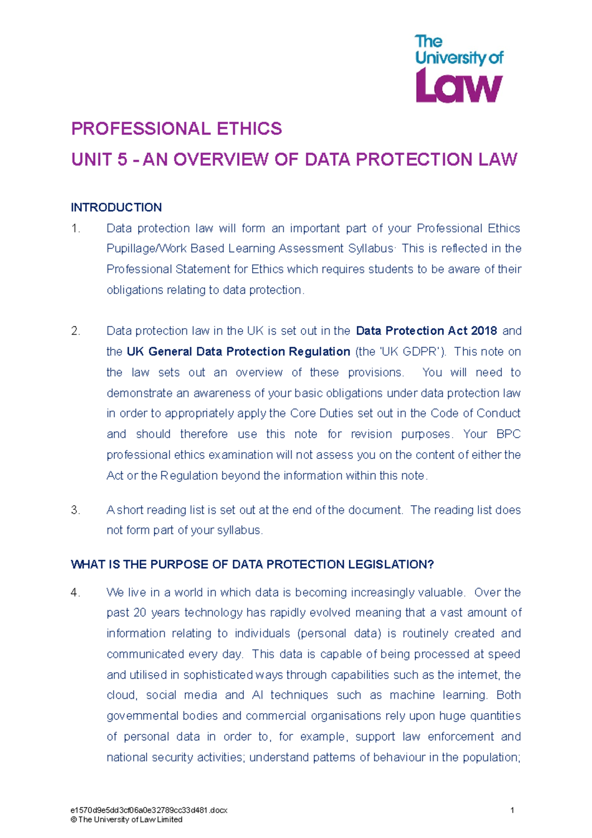 2223 eth unit05 ce01 dpa intro - PROFESSIONAL ETHICS UNIT 5 - AN ...