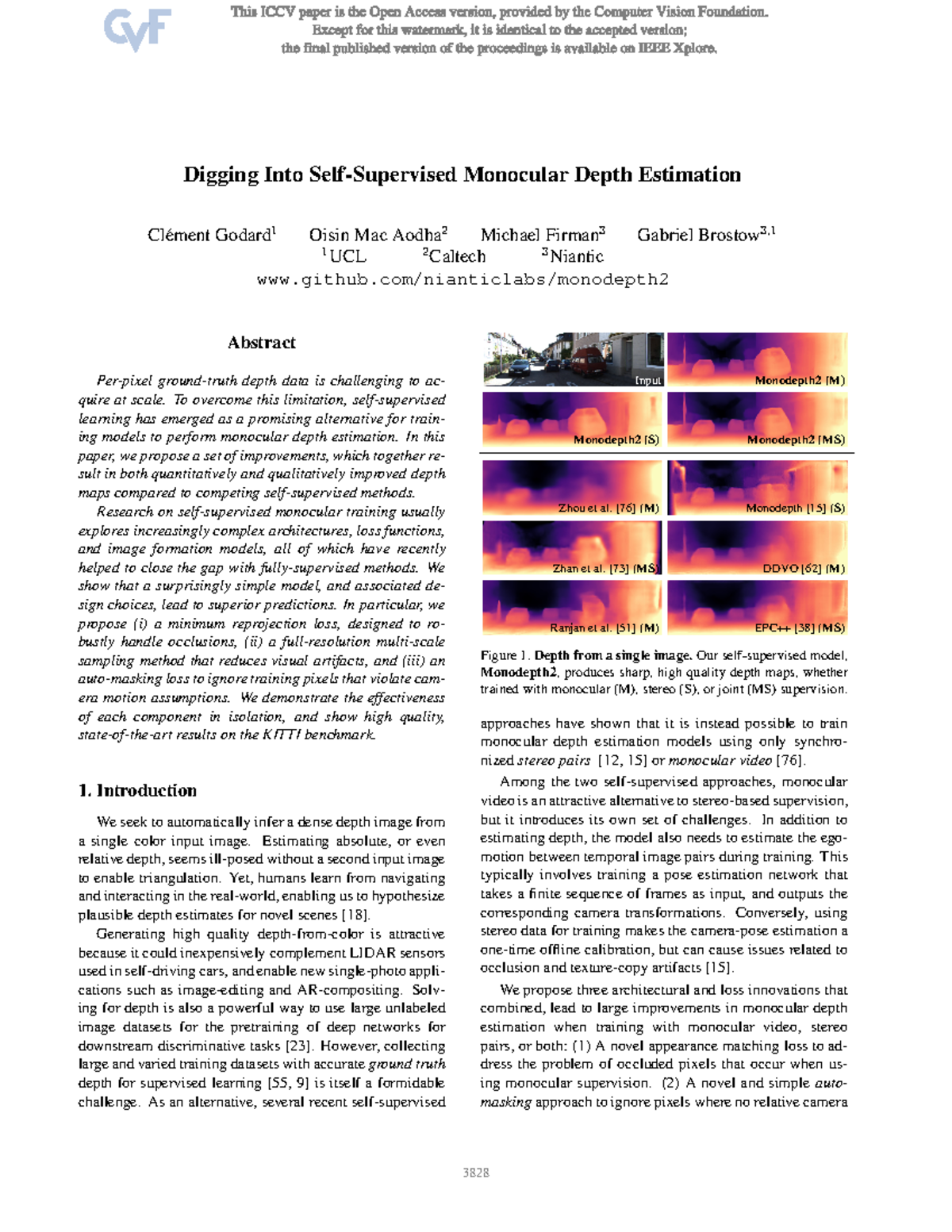 Monodepth 2 - Per-pixel ground-truth depth data is challenging to ac ...