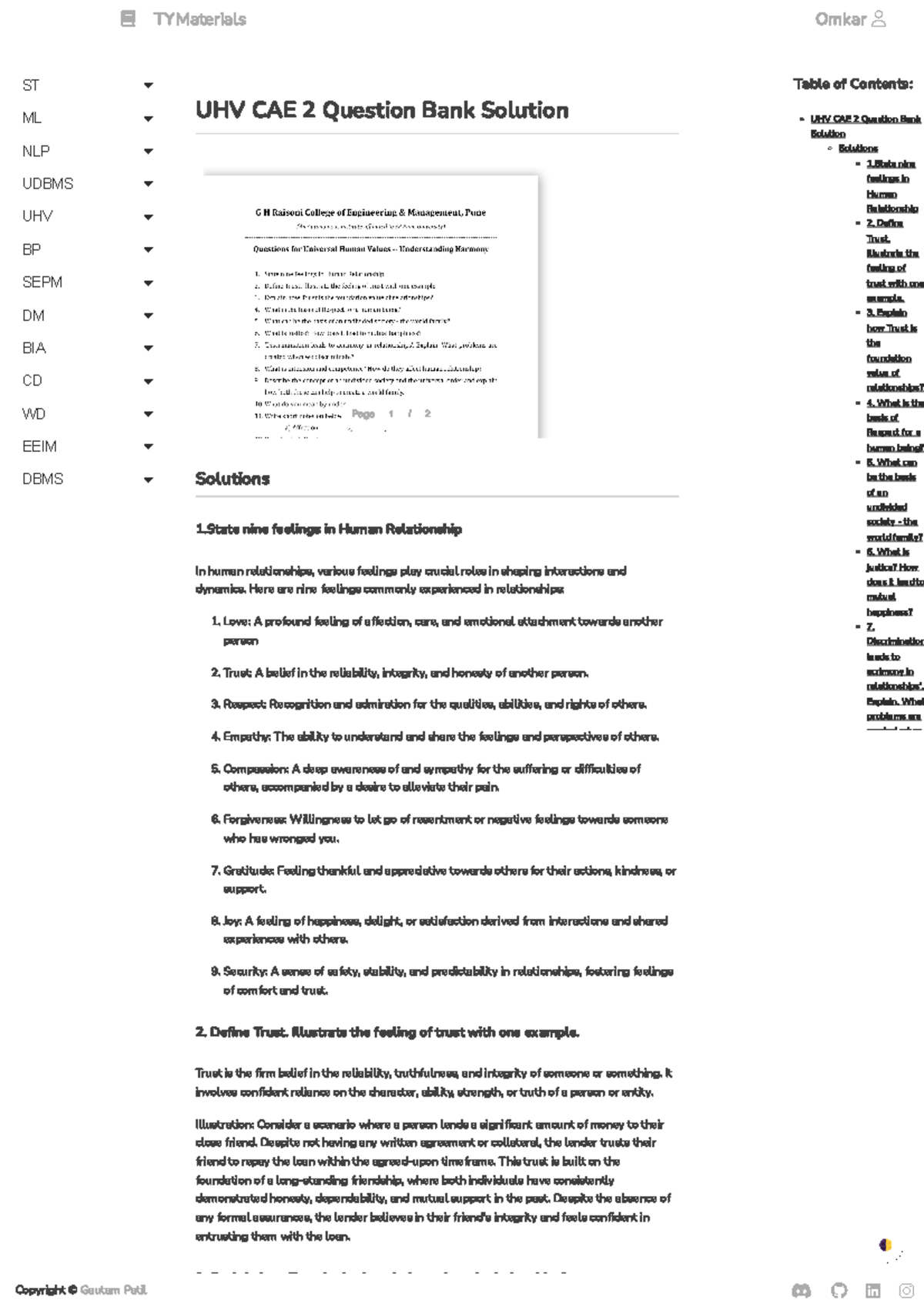 UHV CAE 2 Question Bank Solution - UHV CAE 2 Question Bank Solution Solutions 1 nine feelings in ...