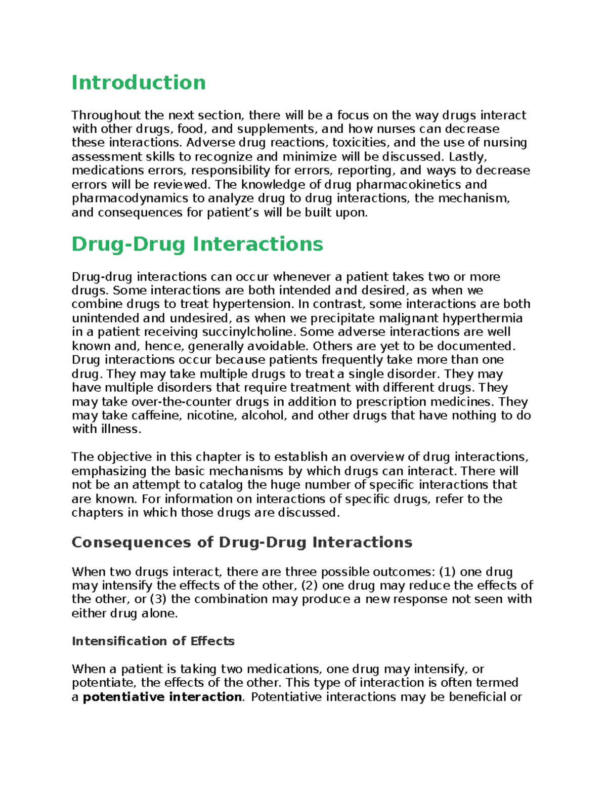 NSG124.01.02.01 Drug to Drug Interactions - Introduction Throughout the next section, there will ...