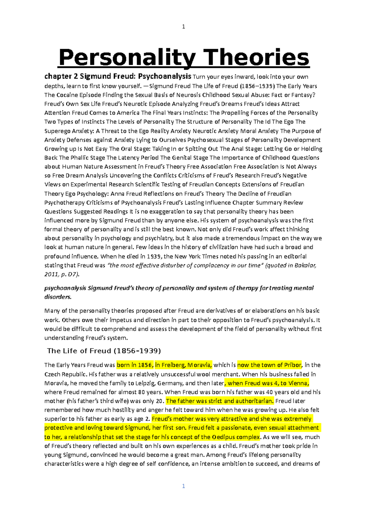 Personality Theories 2 - Personality Theories chapter 2 Sigmund Freud ...