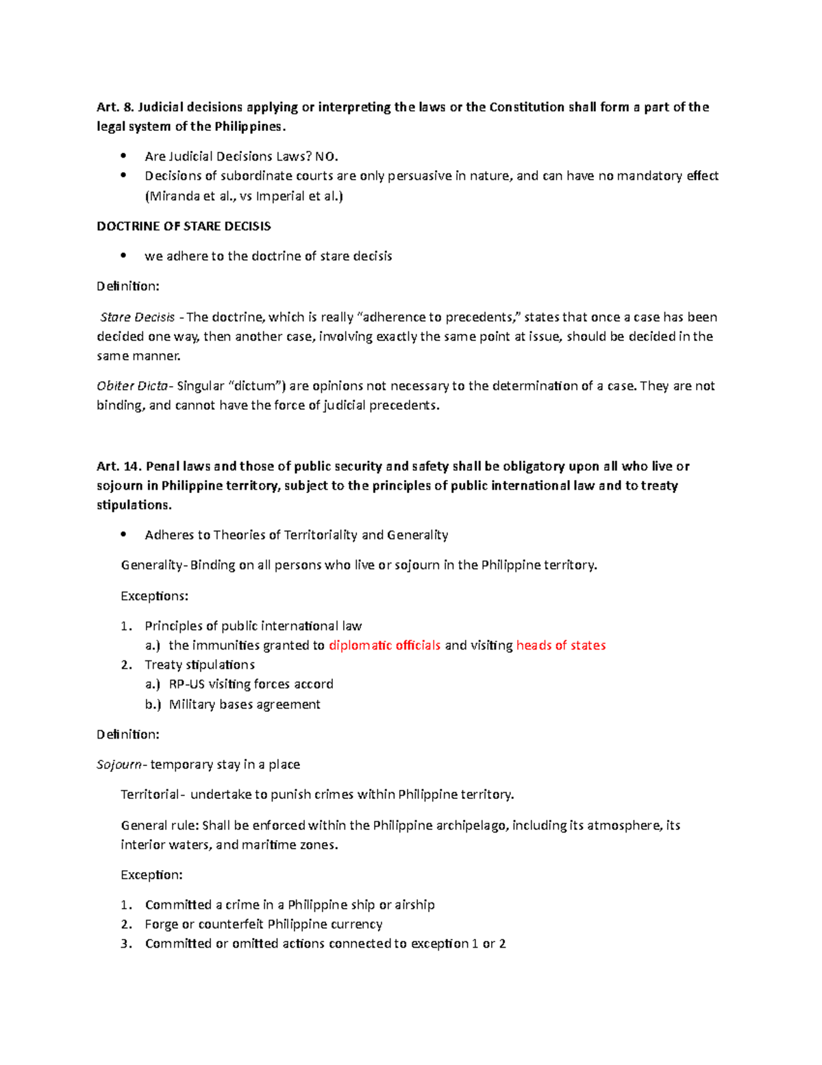 Article 8 and 14 - not good - Art. 8. Judicial decisions applying or ...