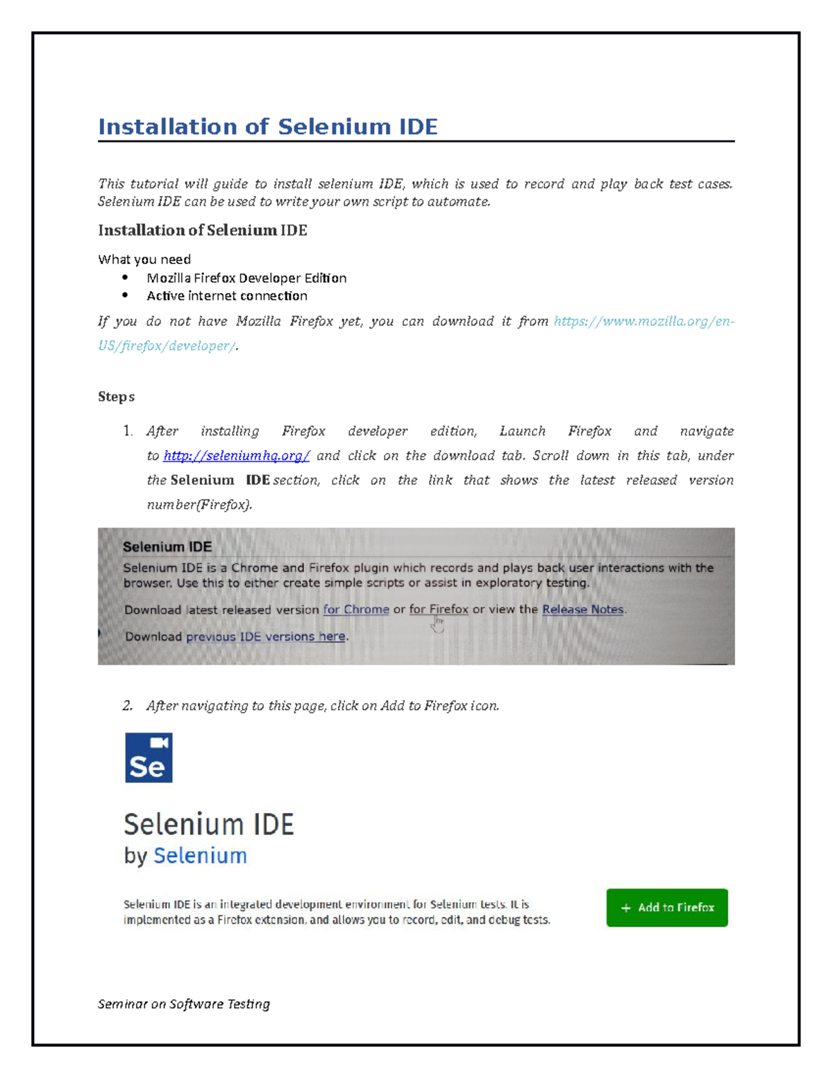 Selenium Installation Guide - Installation of Selenium IDE This ...