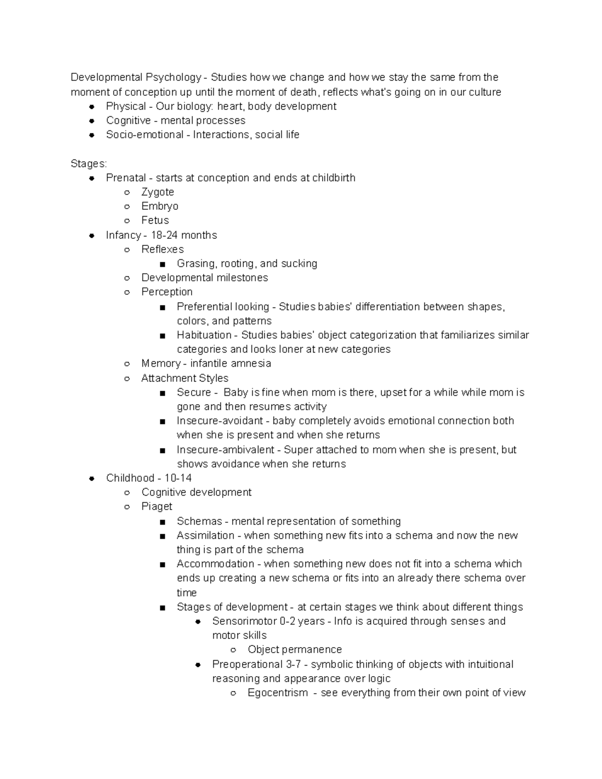 Psych. 102 Chap. 9 - Developmental Psychology - Studies how we change ...