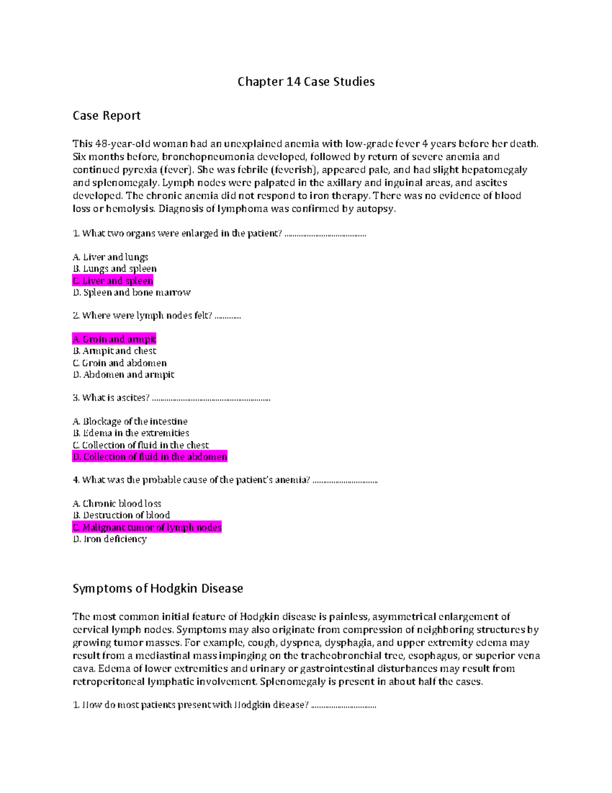 Chapter 14 Case Studies-1 - Chapter 14 Case Studies Case Report This 48-year-old woman had an ...