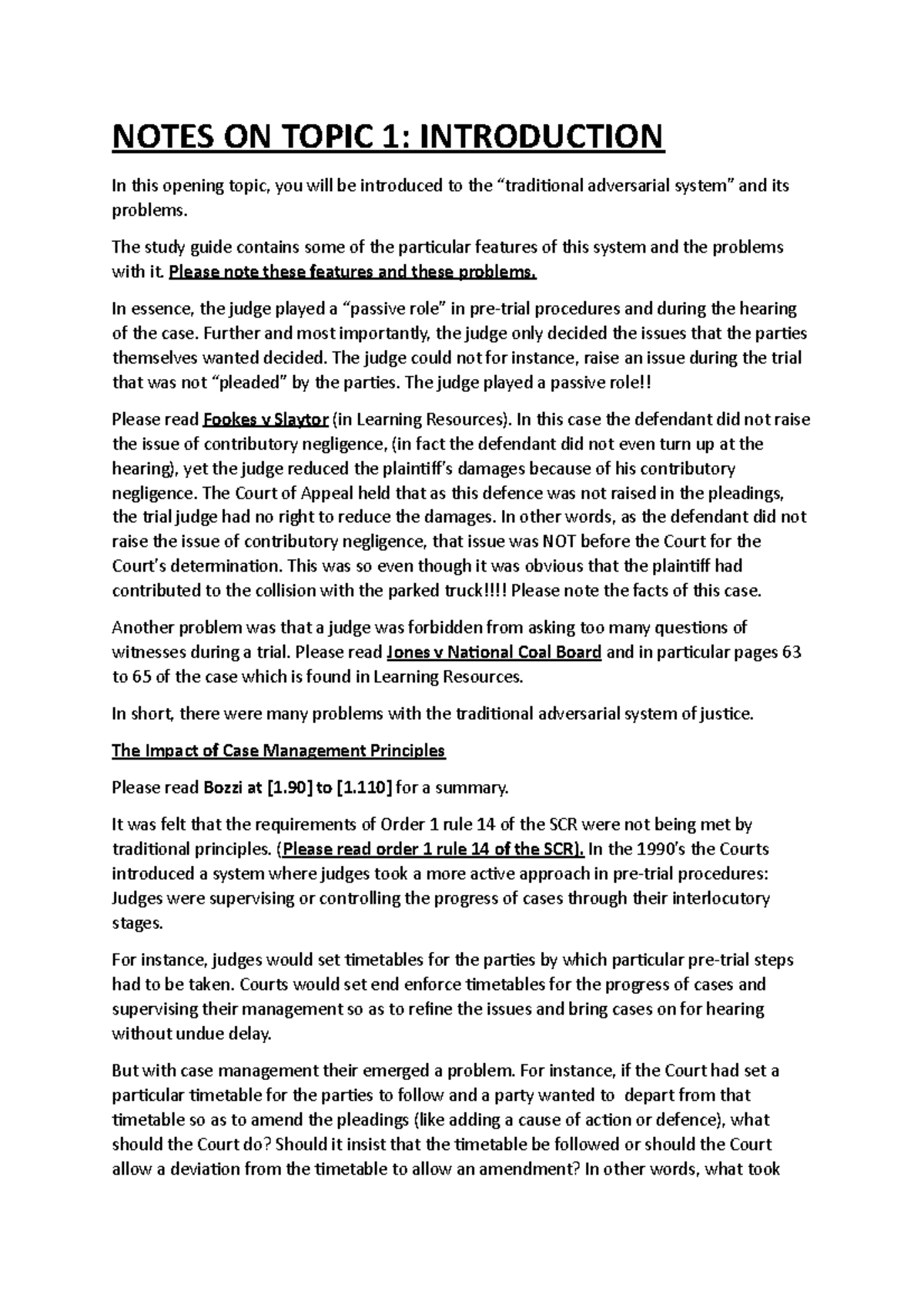 Notes ON Topic 1 - NOTES ON TOPIC 1: INTRODUCTION In this opening topic ...