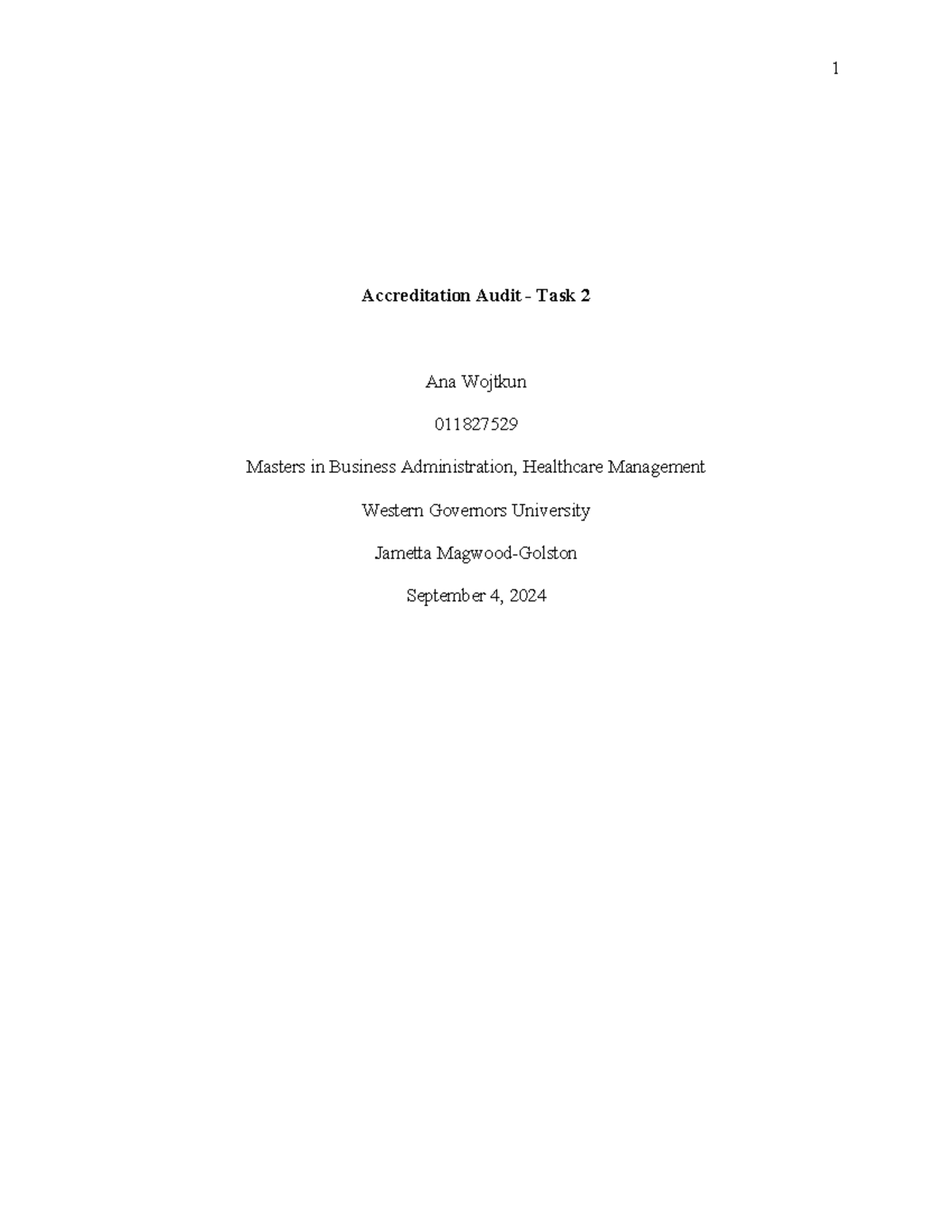 AFT2 TASK 2 - Accreditation Audit Task 2 - Accreditation Audit - Task 2 ...