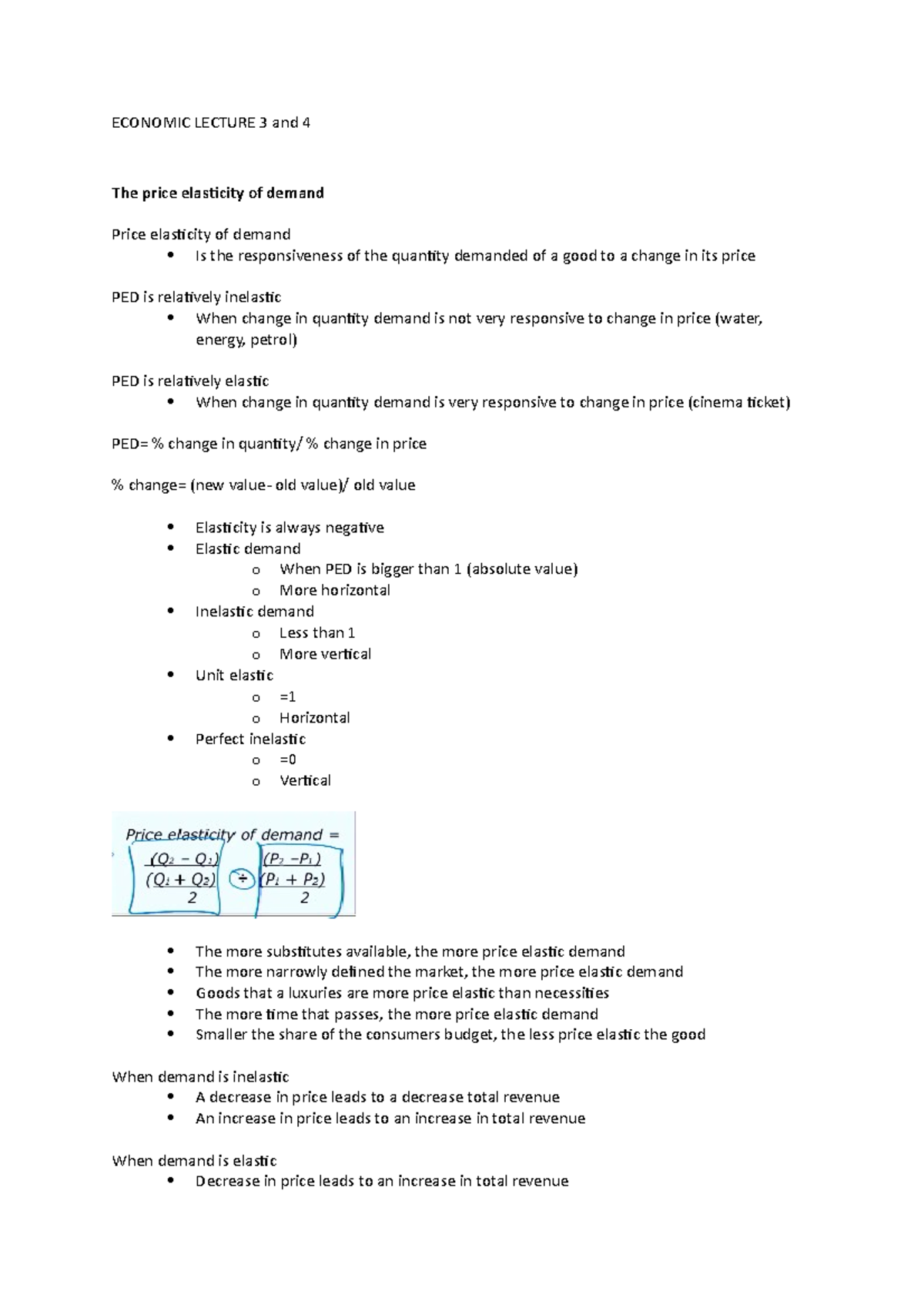 Economic Lecture 3 and 4 - ECONOMIC LECTURE 3 and 4 The price ...