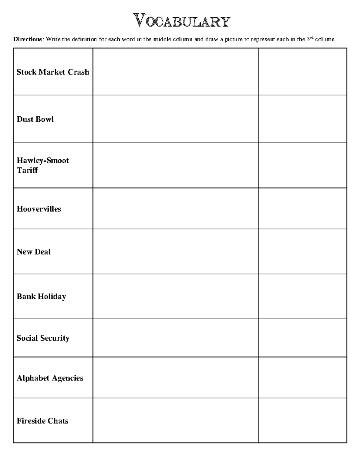 Great+Depression+Study+Guide - Vocabulary Directions: Write the ...