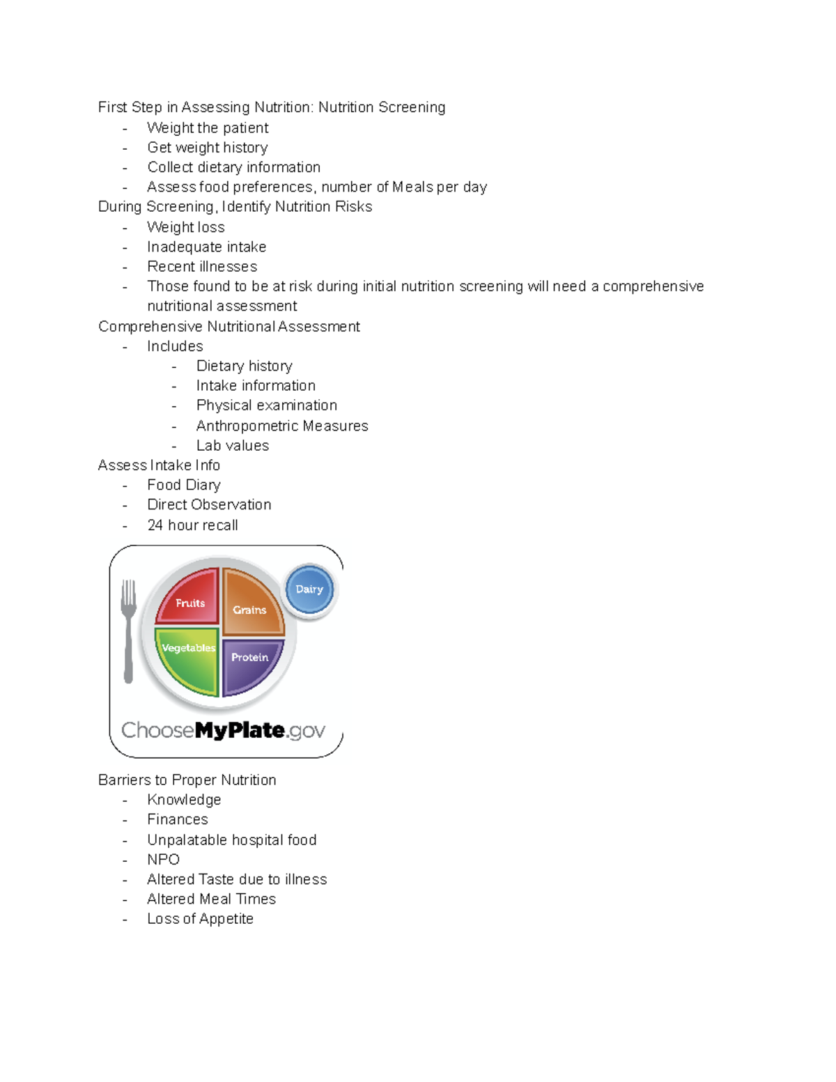 2270 Nutrition Assessment - First Step in Assessing Nutrition ...