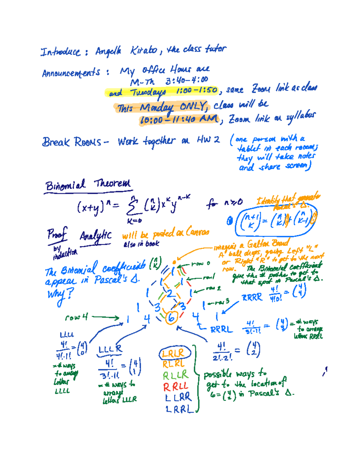 P3 (R 5-28). Binomial Theorem, Intro to Probability, Sample Space ...