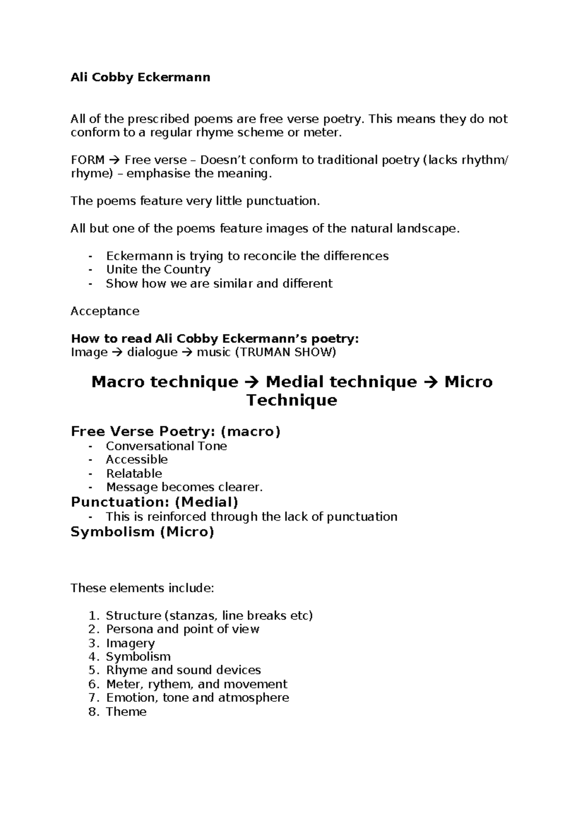 Ali Cobby Eckermann - cheat sheet - Ali Cobby Eckermann All of the prescribed poems are free ...