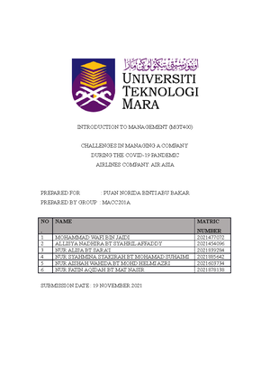 Individual Assignment MGT400 - Table of Contents - Studocu