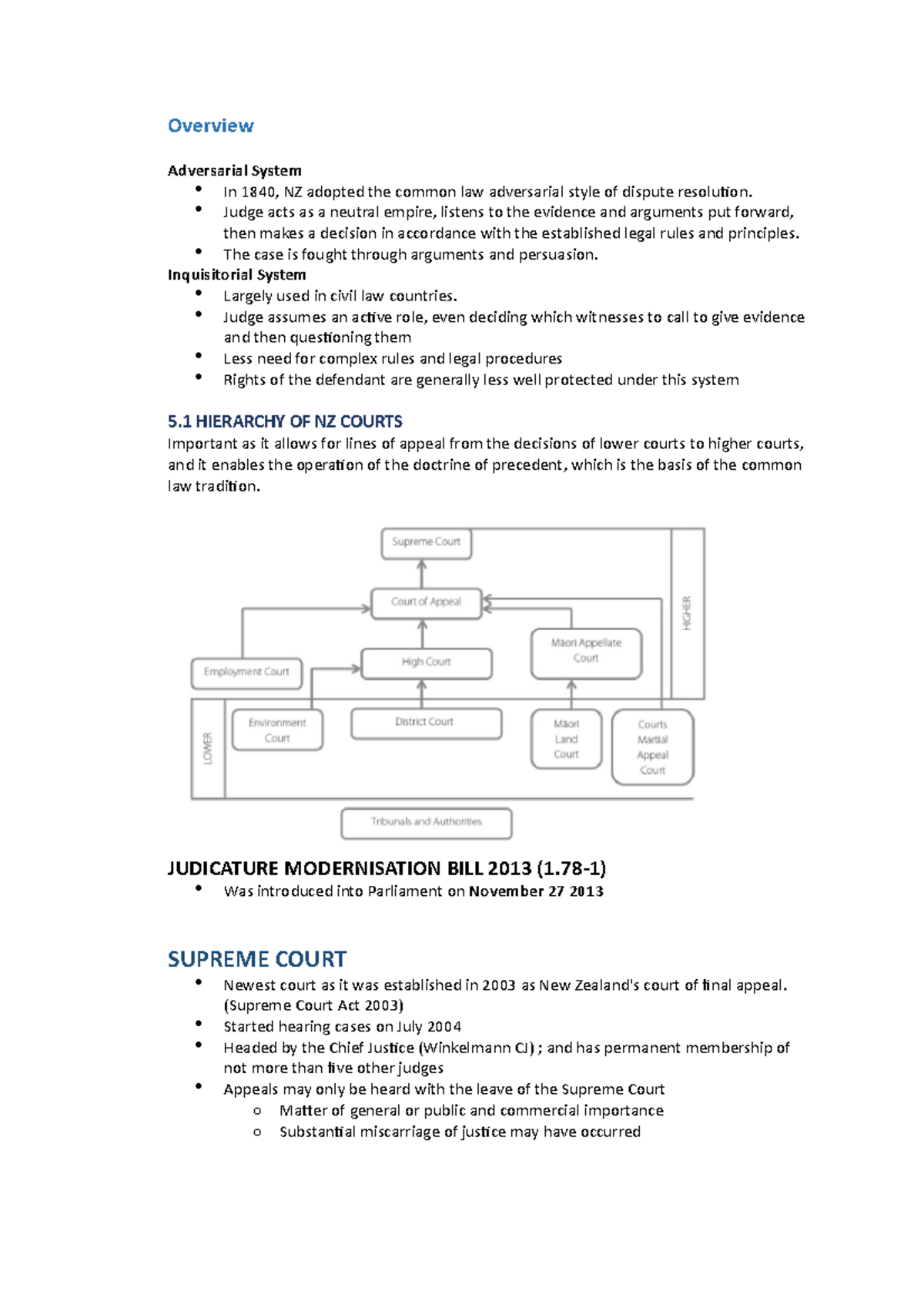 Reading on NZ Systems of Justice - Legal System: Legal Method and ...
