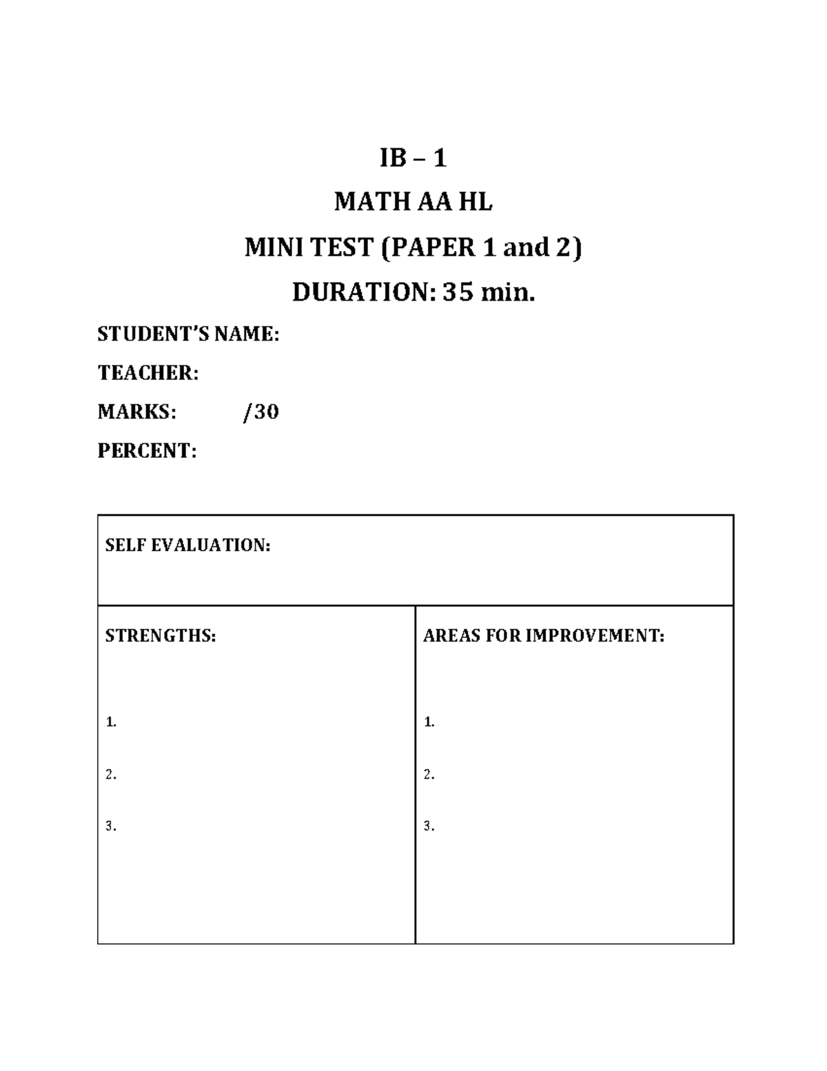HL TRIG TEST - HL TRIG TEST - IB – 1 MATH AA HL MINI TEST (PAPER 1 and ...