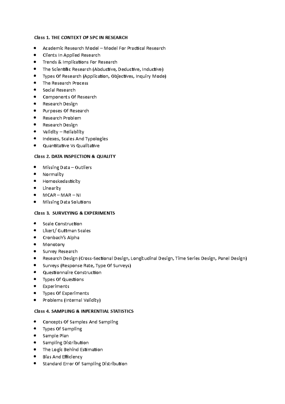 SPC - Exam Examples + answers - Class 1. THE CONTEXT OF SPC IN RESEARCH ...