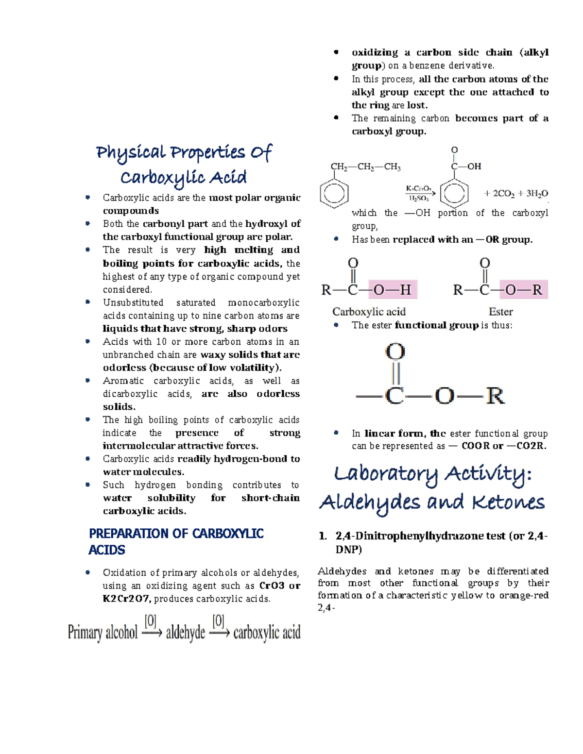 Inorganic Chemistry Part 24 Summary - oxidizing a carbon side chain ...