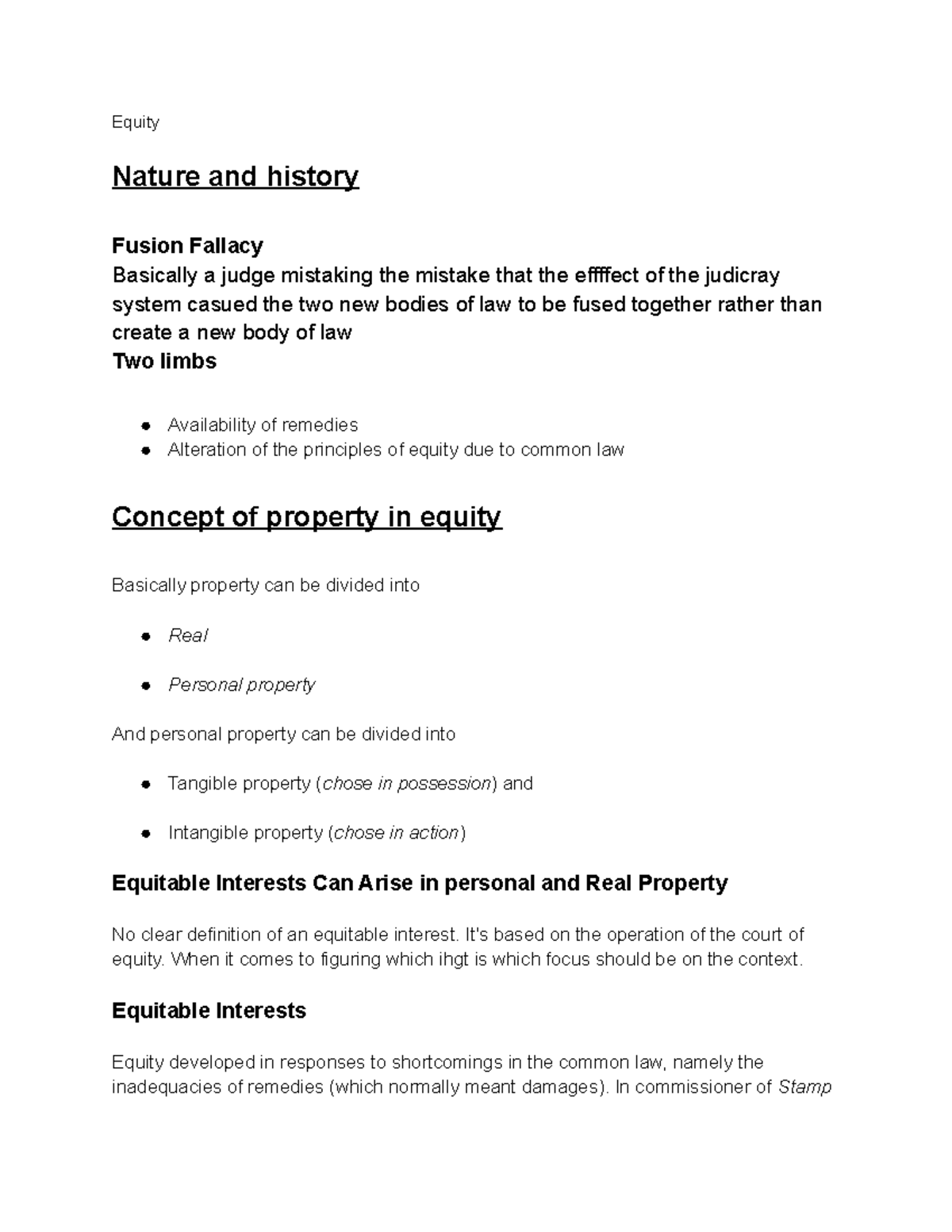 Equity Lecture Notes - Equity Nature and history Fusion Fallacy ...
