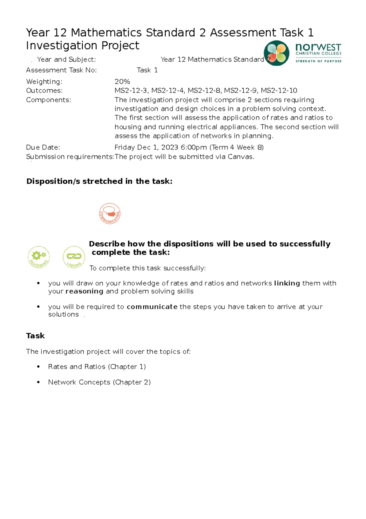 2023 Task 1 HSC Maths Standard 2 - Ratios and Networks - Year 12 ...