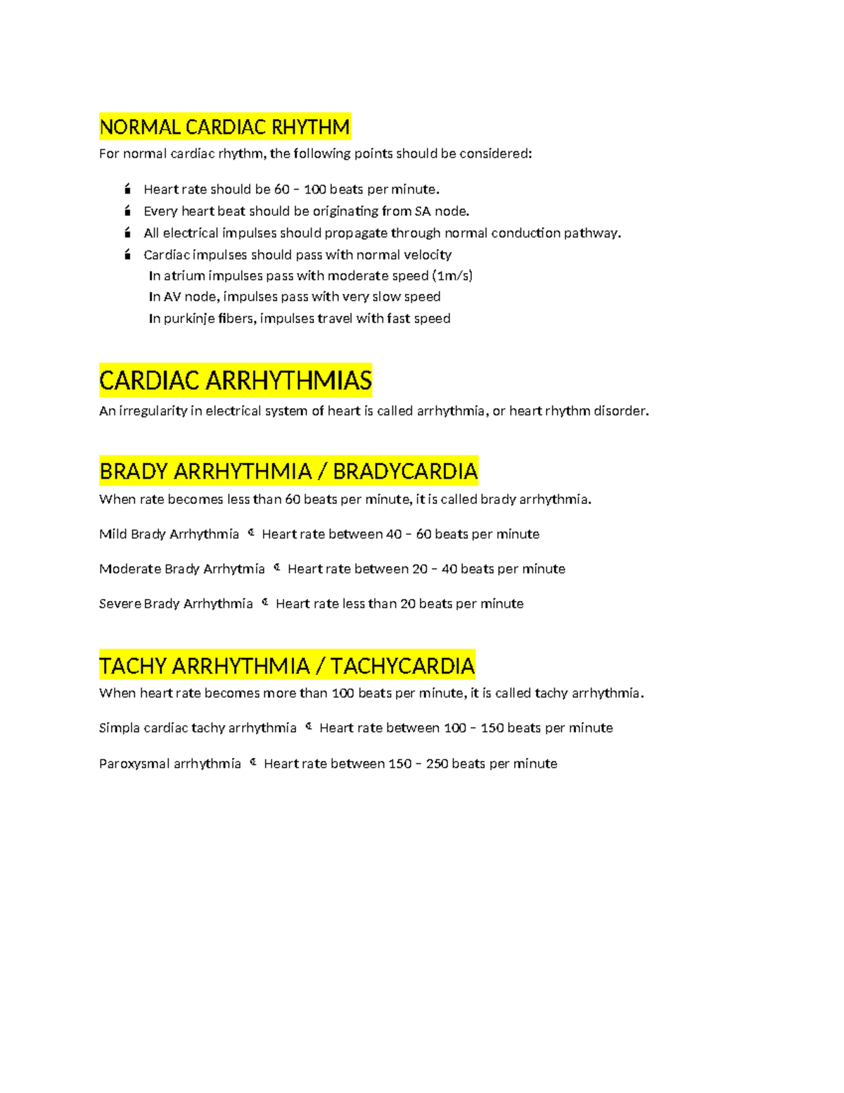cardiac arrest cardiovascular module - NORMAL CARDIAC RHYTHM For normal ...