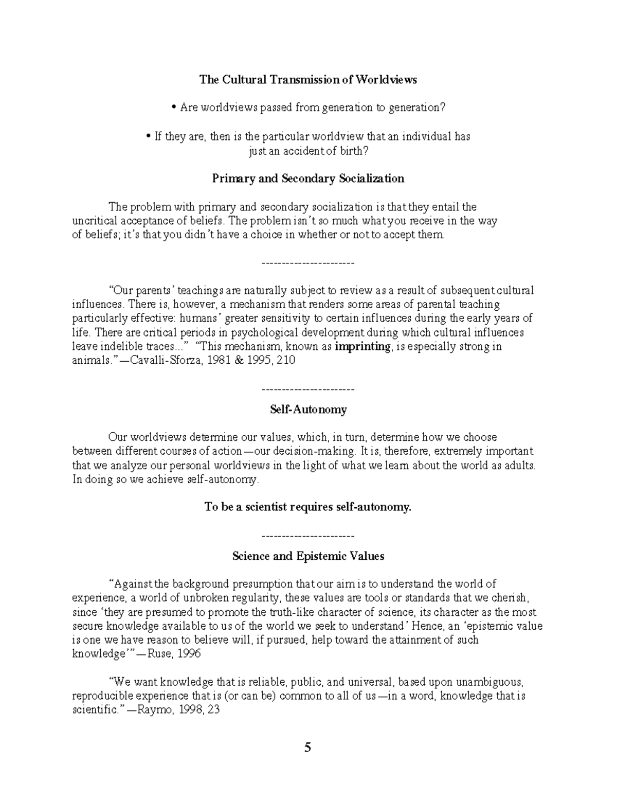 5 - hello - 5 The Cultural Transmission of Worldviews Are worldviews ...