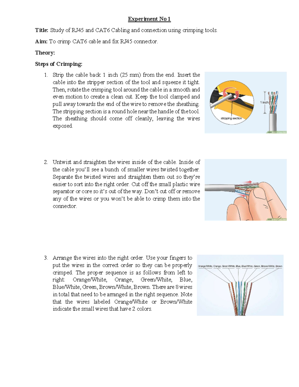 Cn full exp organized (1)-1-47-11-47 - Experiment No 1 Title: Study of RJ45 and CAT6 Cabling and ...