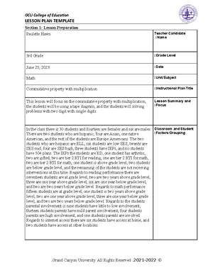 Operations and Algebraic Lesson Plan spd-570 HMWK - Operations and ...