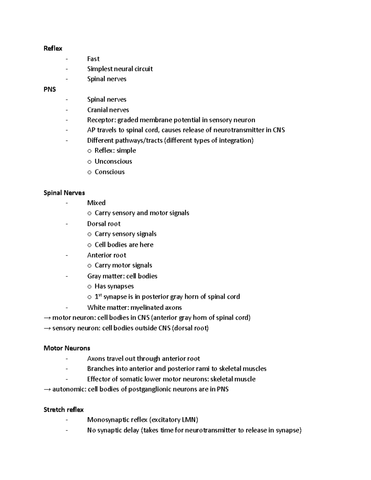 Peripheral nervous system and reflexes learning objectives - Reflex ...