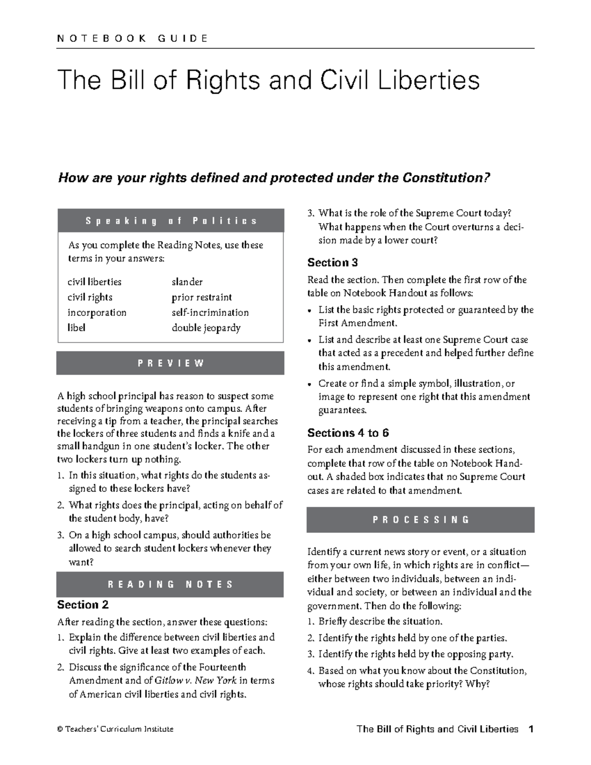 Gov 5 Notebook Guide - N O T E B O O K G U I D E © Teachers’ Curriculum ...