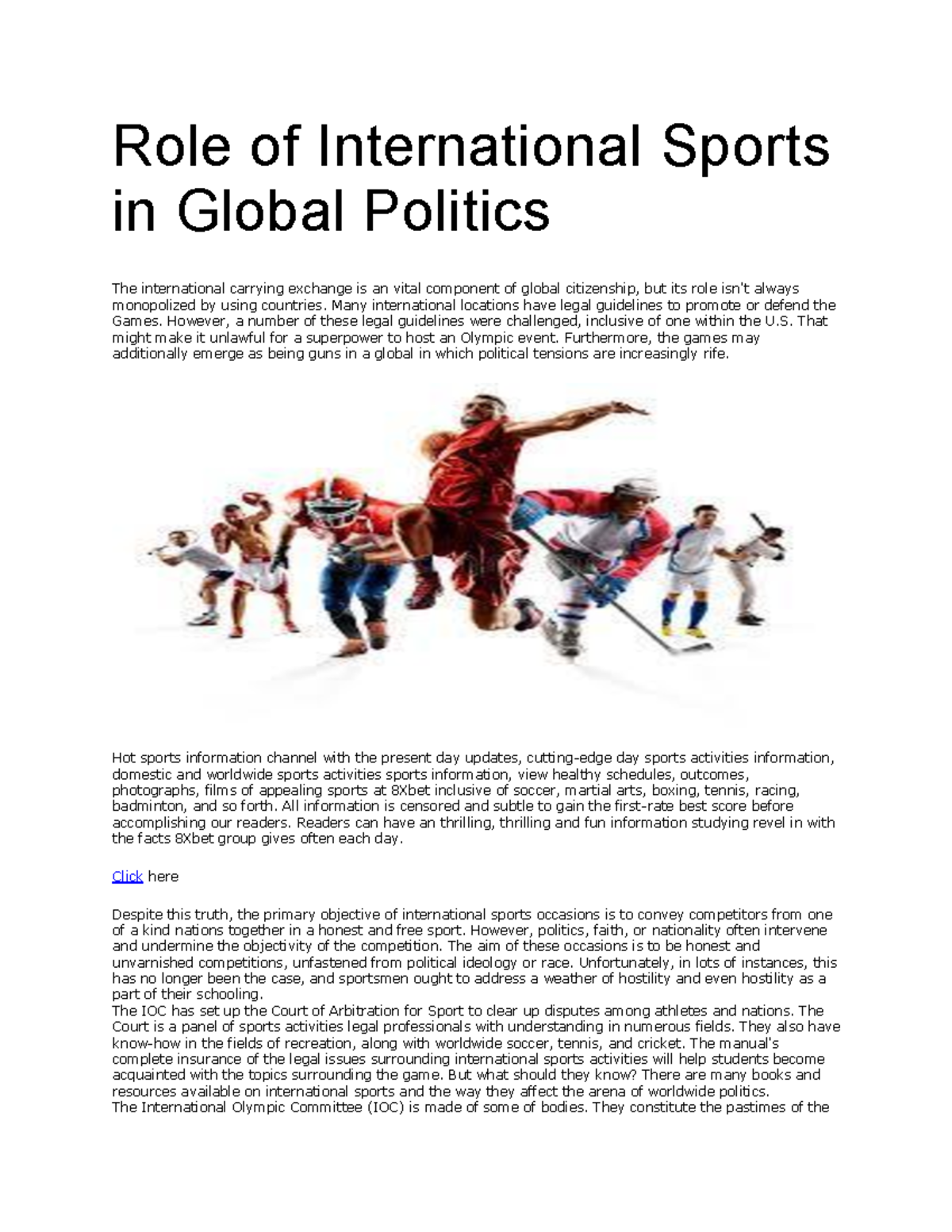 Role of International Sports in Global Politics - Programming ...