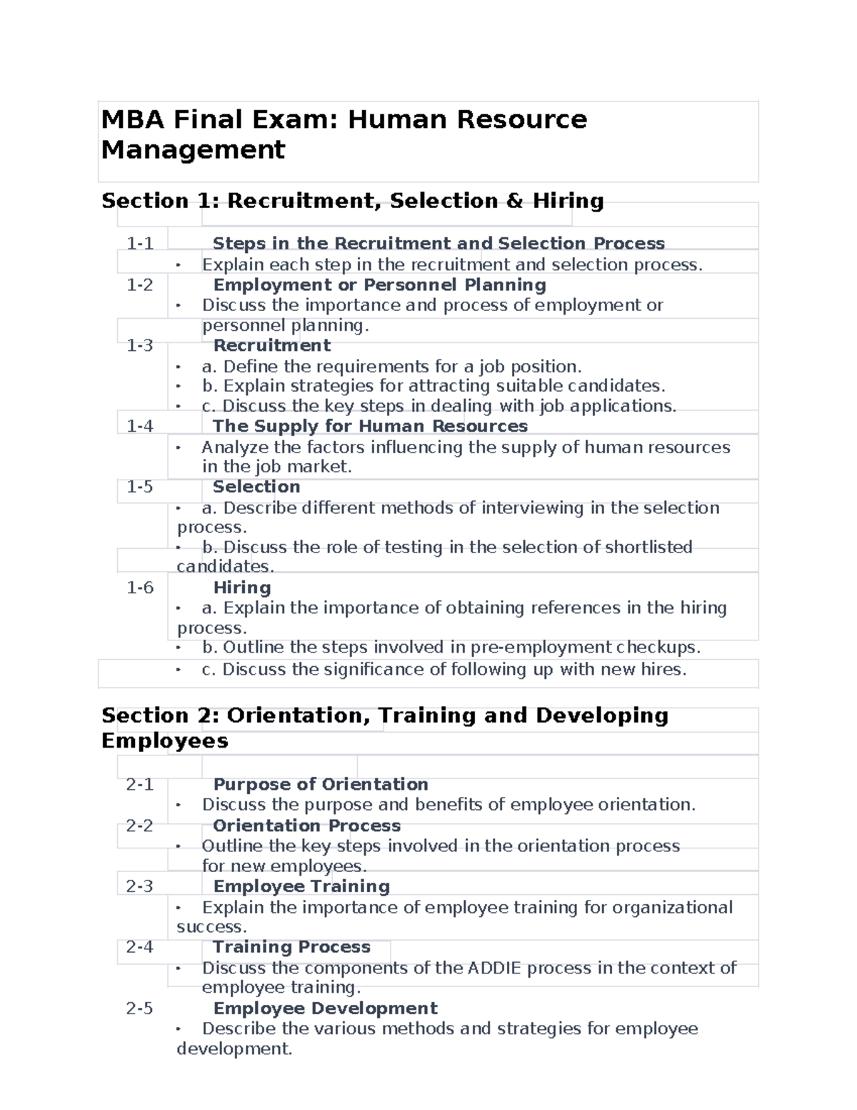 MBA Final Exam - HRM - Arab Academy - MBA Final Exam: Human Resource ...