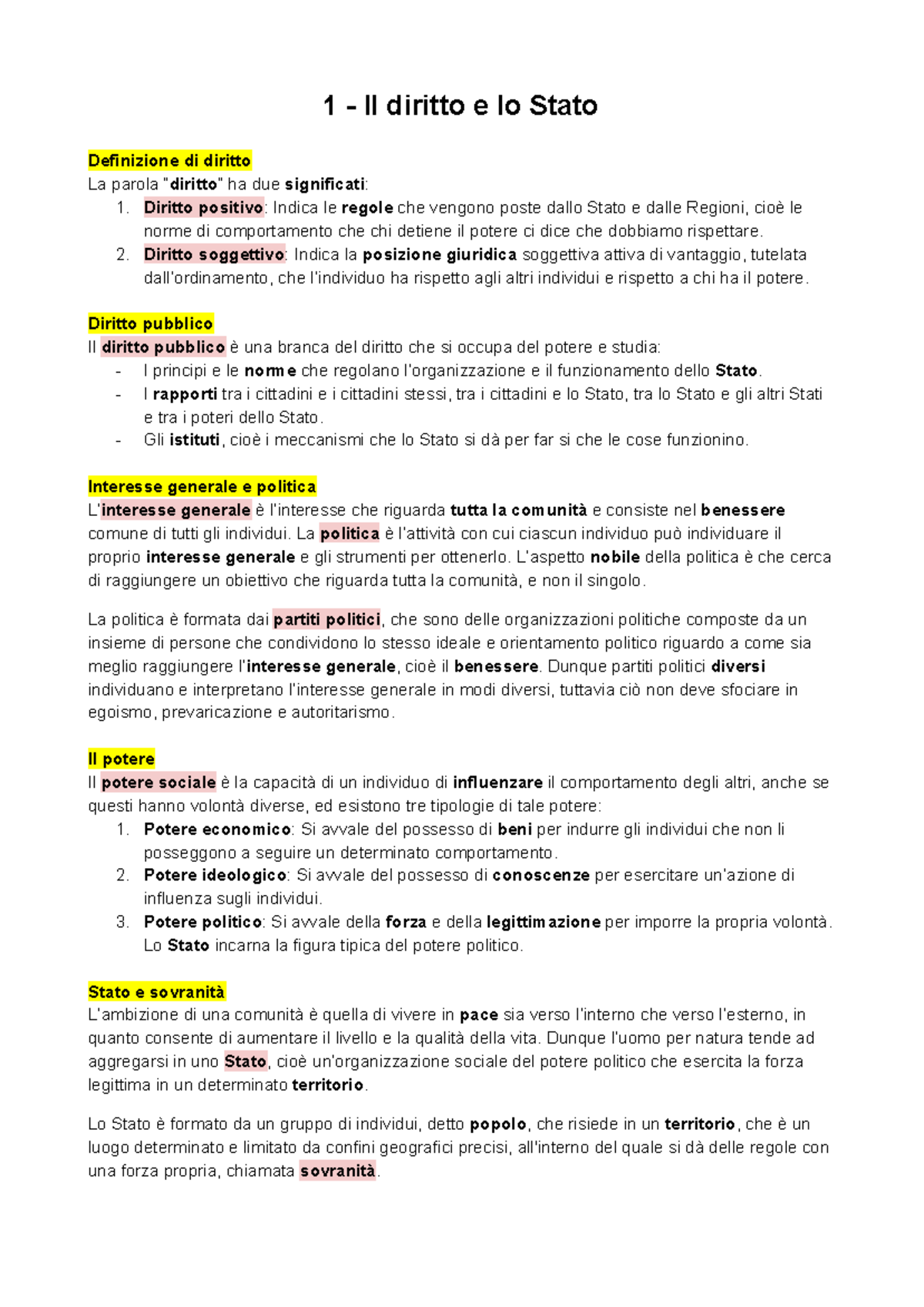 1 - Il diritto e lo Stato - Appunti di lezione 1 - 4 - 1 - Il diritto e ...